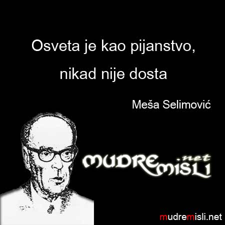 Osveta je kao pijanstvo, nikad nije dosta - Meša Selimović - Mudre Misli